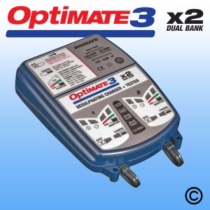 OptiMate 3 x 2 12V Battery Charger/Optimiser. 2-channel automatic battery optimiser - Module Moto