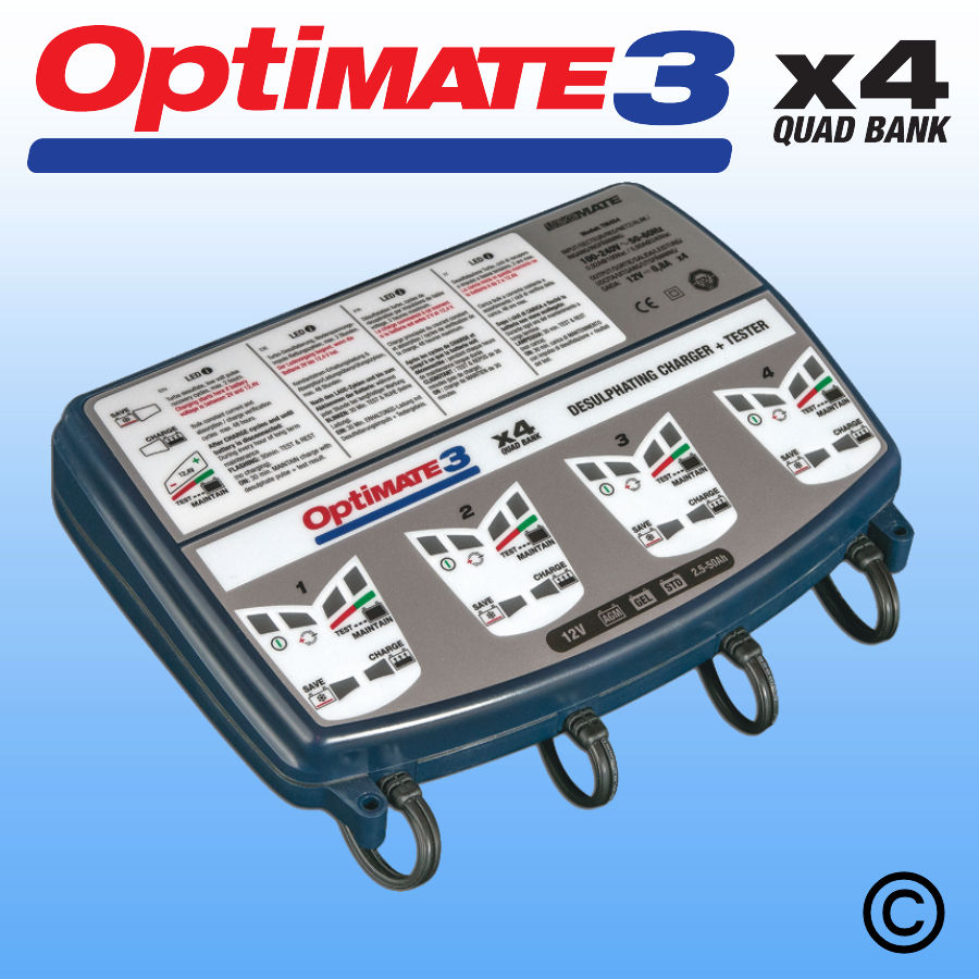 OptiMate 3 x 4 12V Battery Charger/Optimiser. 4-Channel Automatic ...