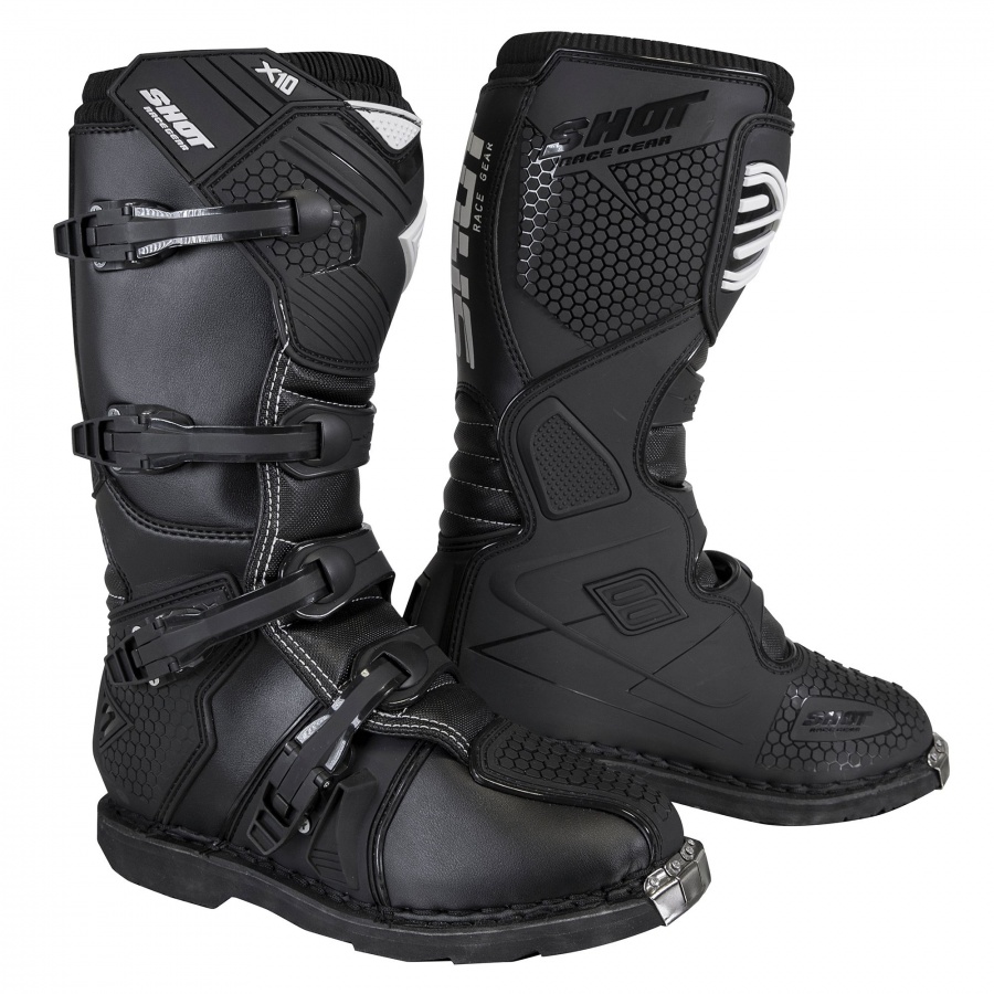 2020 Shot X10 2.0 MX Boots Adult - Solid Black - Module Moto